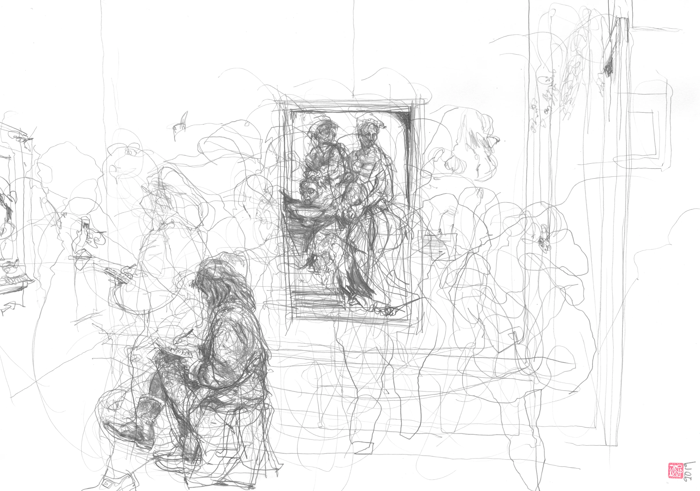 Drawing The Artist - The Artist in the Gallery Hall