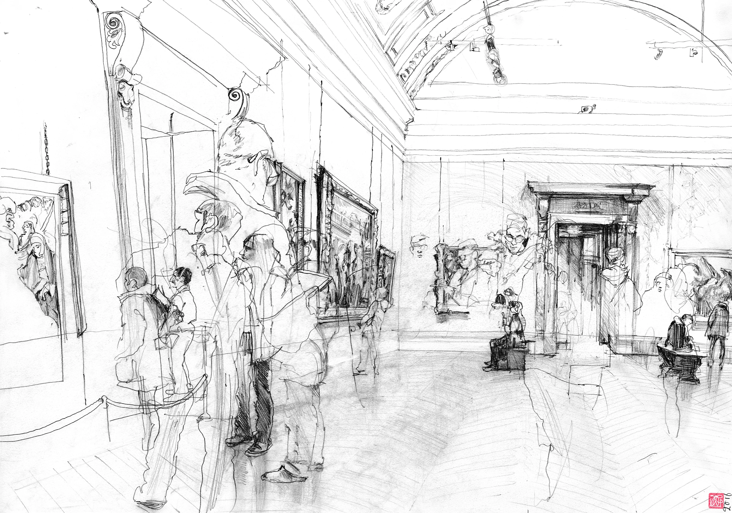 A2 Drawings - The Artist in the Gallery Hall